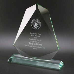 Engraved Jade Glass Awards and Trophies