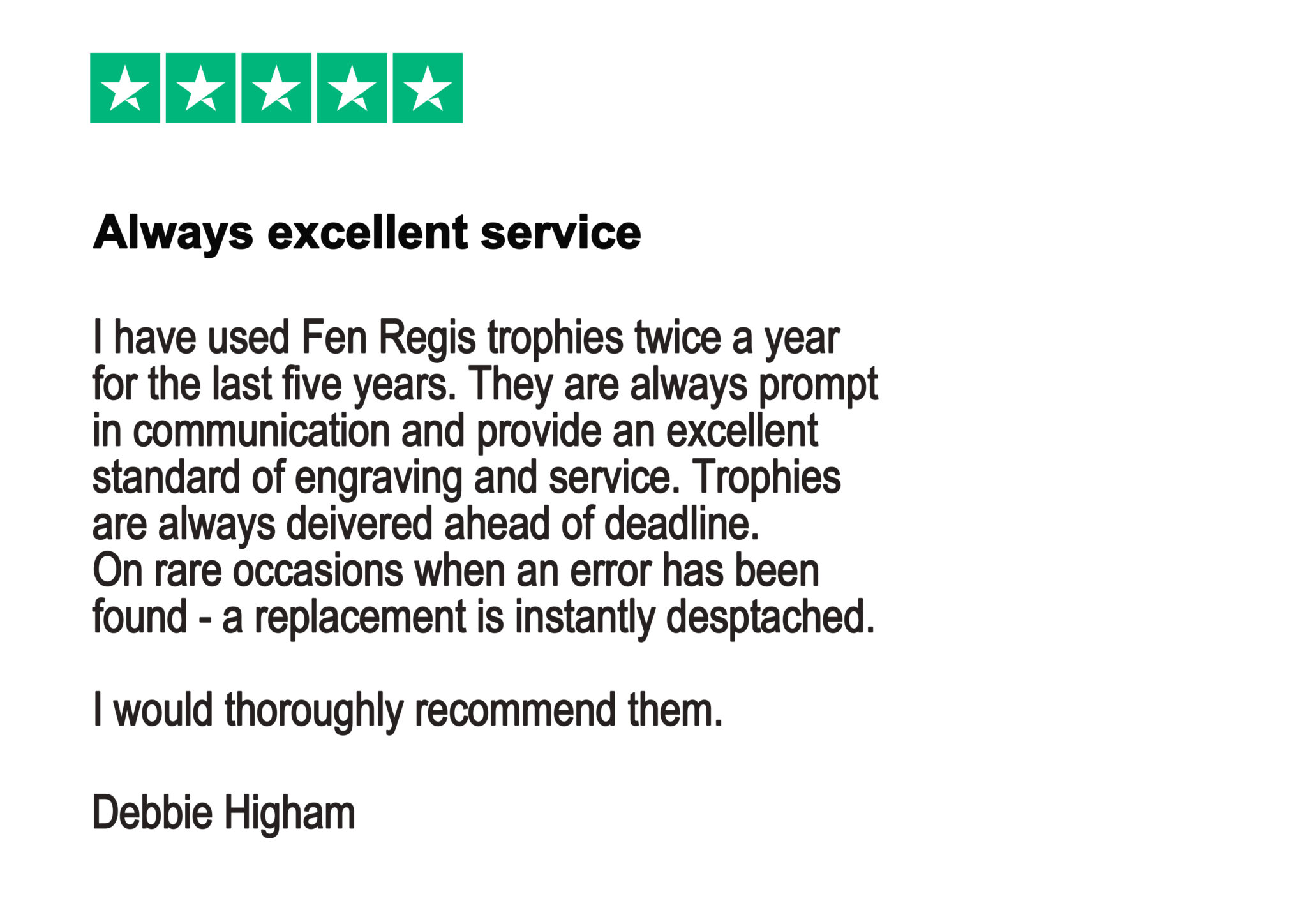 Testimonials | Fen Regis Trophies